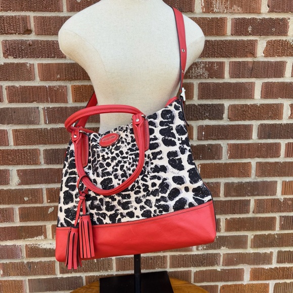 Coach | Bags | Coach Rory Ocelot Cheetah Blackred Shoulder Tote Satchel ...